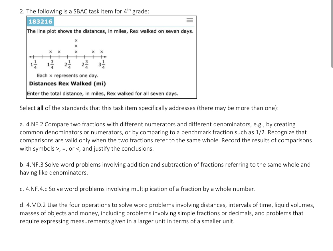 Solved The following is a SBAC task item for 4th | Chegg.com