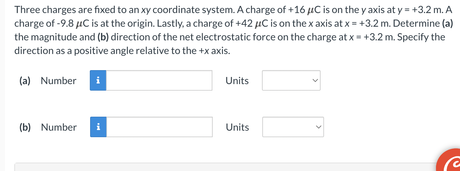 Solved Three charges are fixed to an xy ﻿coordinate system. | Chegg.com