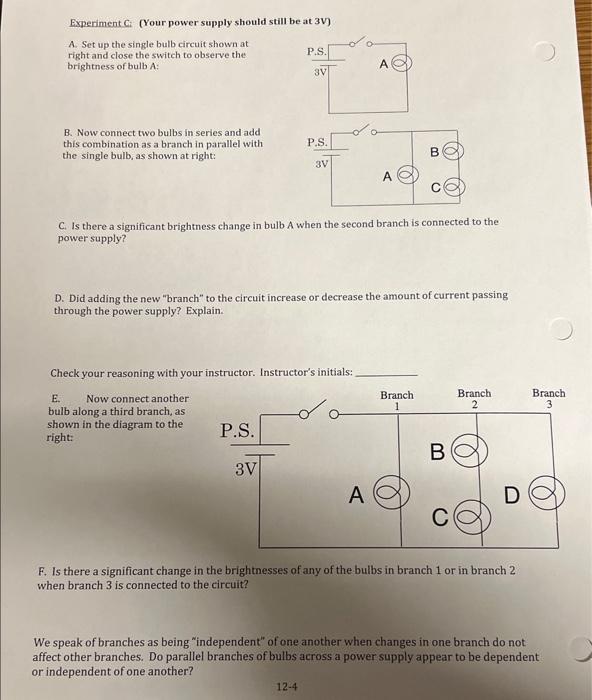 Solved B. For the circuit to the right predict the relative | Chegg.com