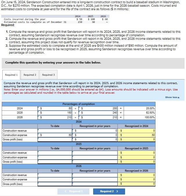 Solved On June 15, 2024, Sanderson Construction entered into | Chegg.com