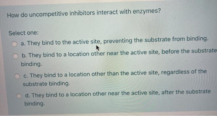 Solved How do uncompetitive inhibitors interact with | Chegg.com