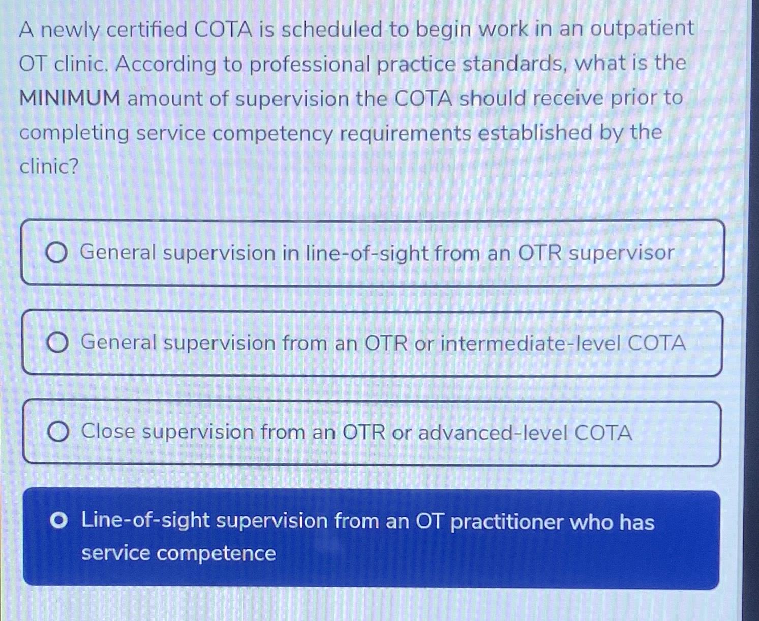 Solved A newly certified COTA is scheduled to begin work in | Chegg.com