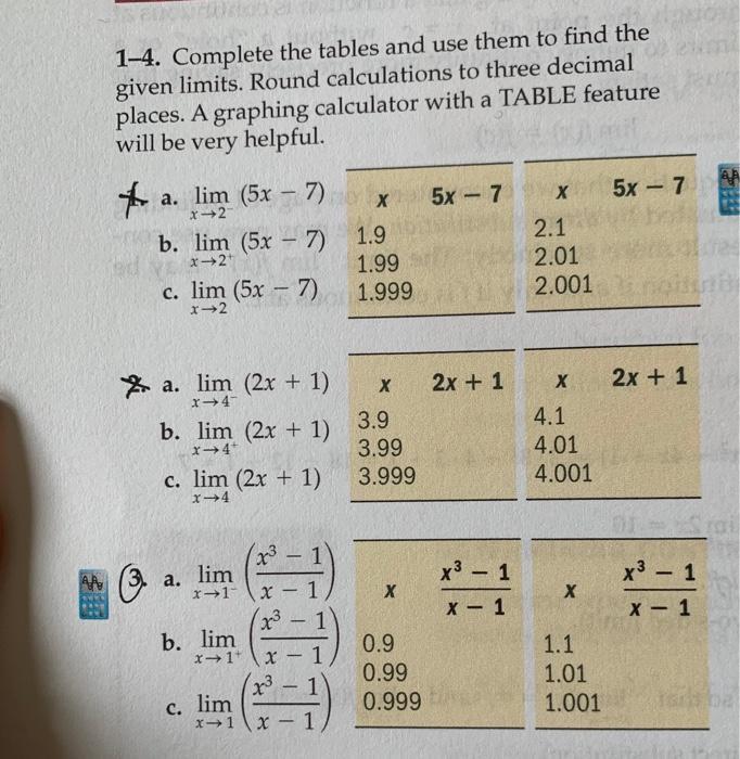 Solved FEE 1-4. Complete the tables and use them to find the | Chegg.com