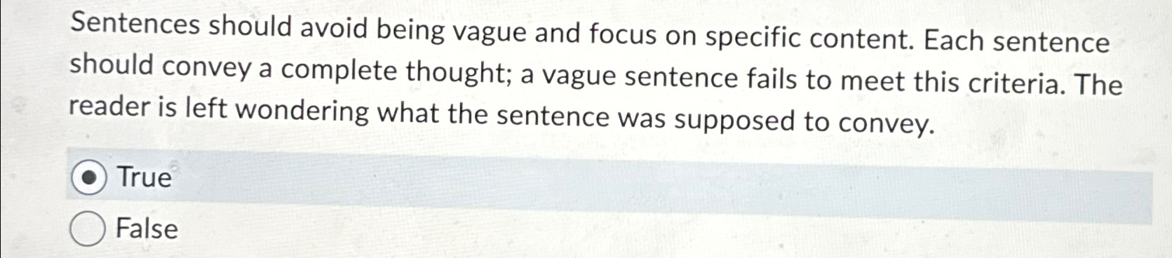 Solved Sentences should avoid being vague and focus on | Chegg.com