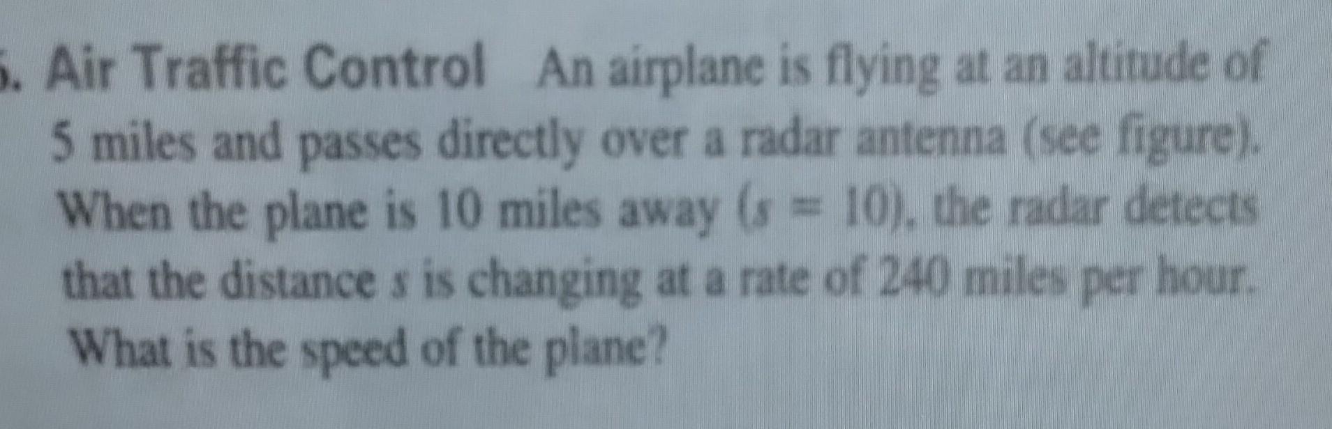 Solved Air Traffic Control An airplane is flying at an | Chegg.com