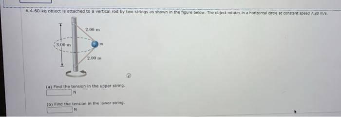 Solved A 4.60 kg object is attached to a vertical rod by two | Chegg.com