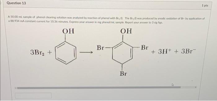 Solved Question 13 1 pts A 50.00 ml sample of phenol | Chegg.com