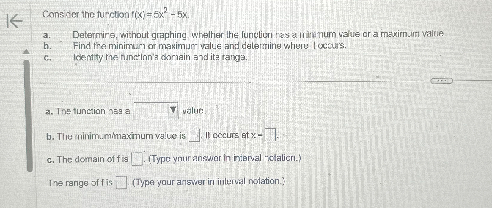 Solved Consider the function f(x)=5x2-5xa. ﻿Determine, | Chegg.com