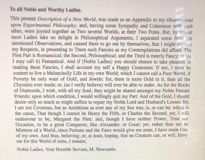 Discuss the "To all Noble and Worthy Ladies" section. | Chegg.com