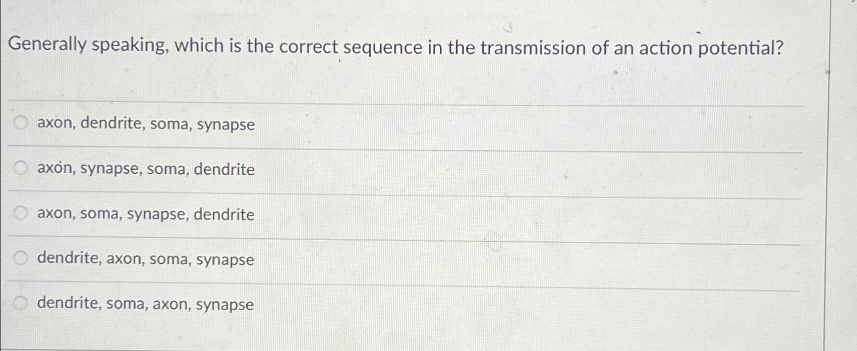 Solved Generally speaking, which is the correct sequence in | Chegg.com
