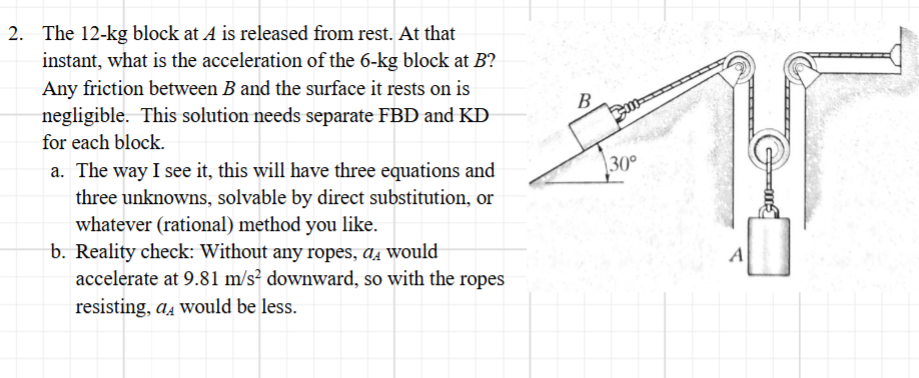 The 12-kg block at A is released from rest. At | Chegg.com