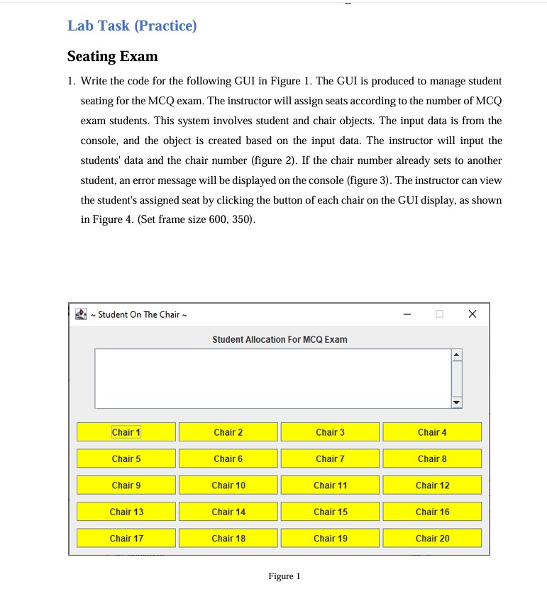 Solved Task Seating ExamWrite the code for the following GUI | Chegg.com
