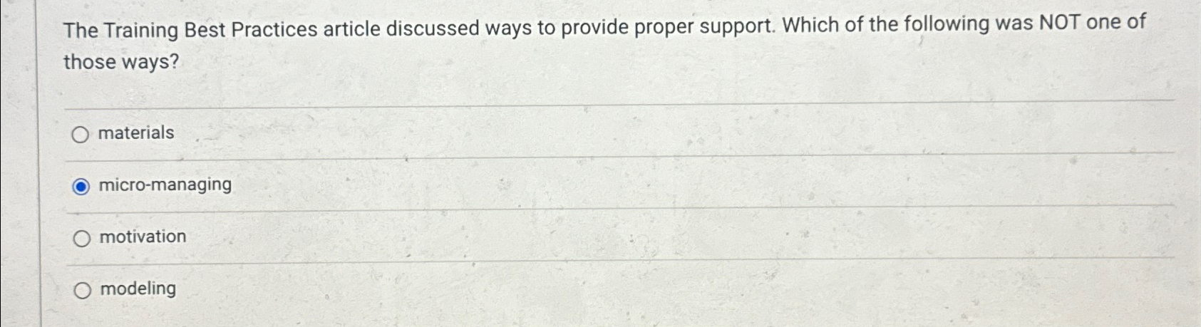 Solved The Training Best Practices article discussed ways to | Chegg.com