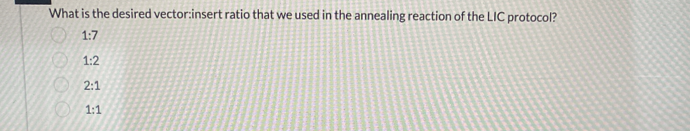 Solved What is the desired vector:insert ratio that we used | Chegg.com