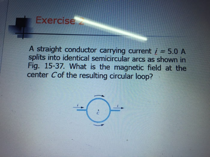 Solved Exercise - A straight conductor carrying current i = | Chegg.com