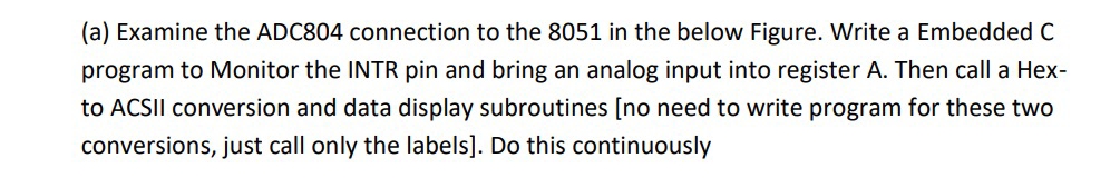 Solved (a) ﻿Examine the ADC804 ﻿connection to the 8051 ﻿in | Chegg.com