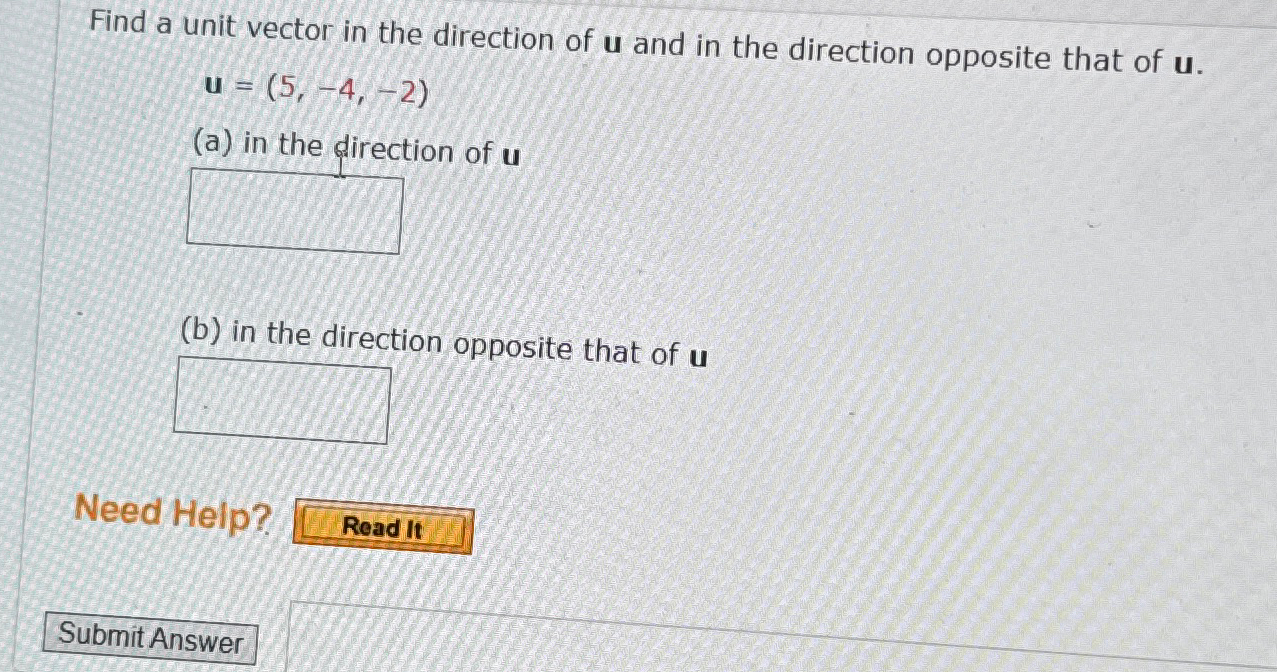 Solved Find a unit vector in the direction of u ﻿and in the | Chegg.com