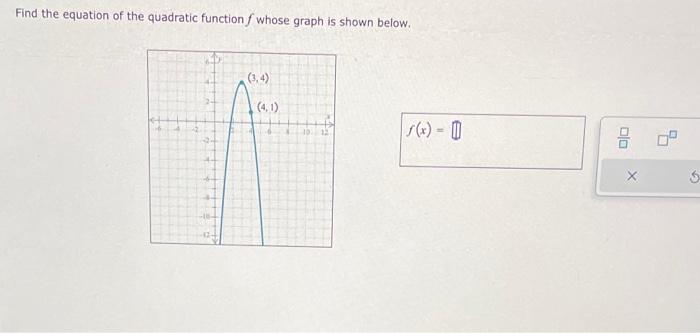 Solved Find the equation of the quadratic function f whose | Chegg.com