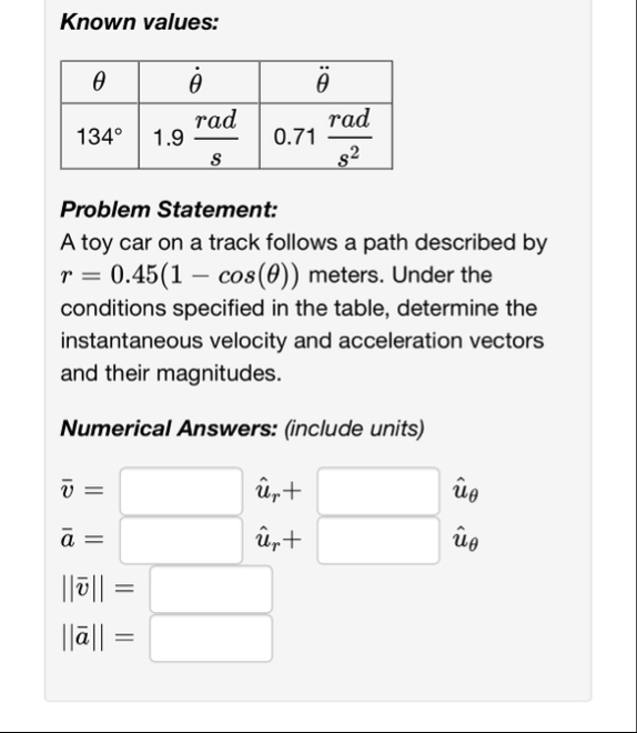 Solved A toy car on a track follows a path described by | Chegg.com