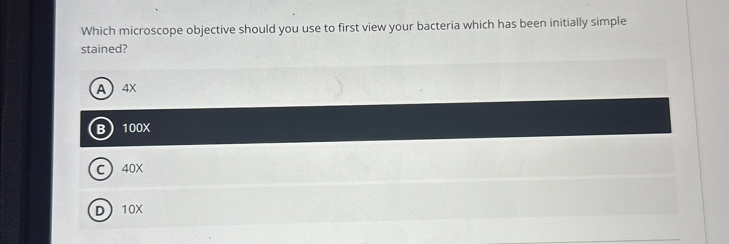 Solved Which microscope objective should you use to first | Chegg.com
