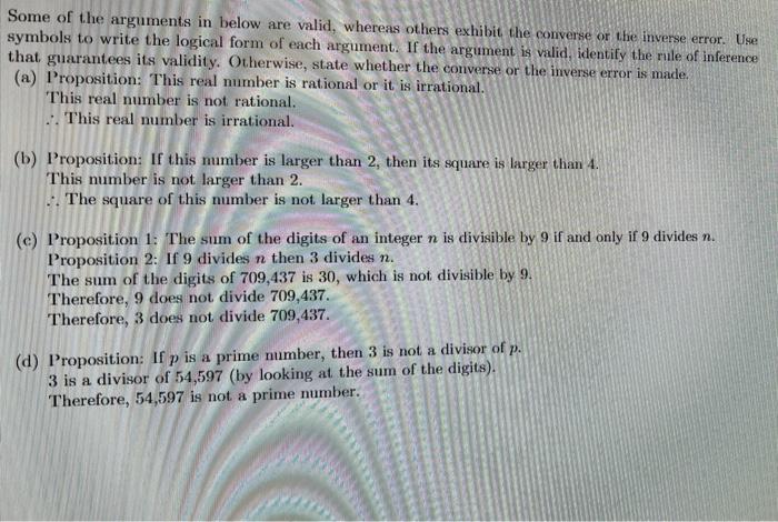 Solved Some of the arguments in below are valid, whereas | Chegg.com