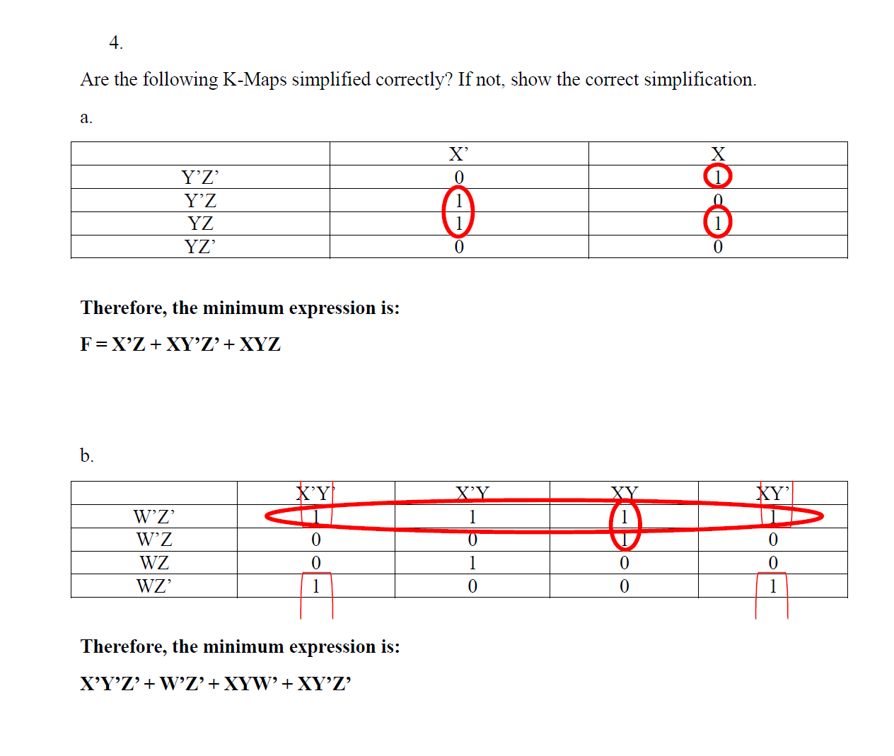 Solved by an EXPERT Are the following K-Maps simplified correctly? If ...