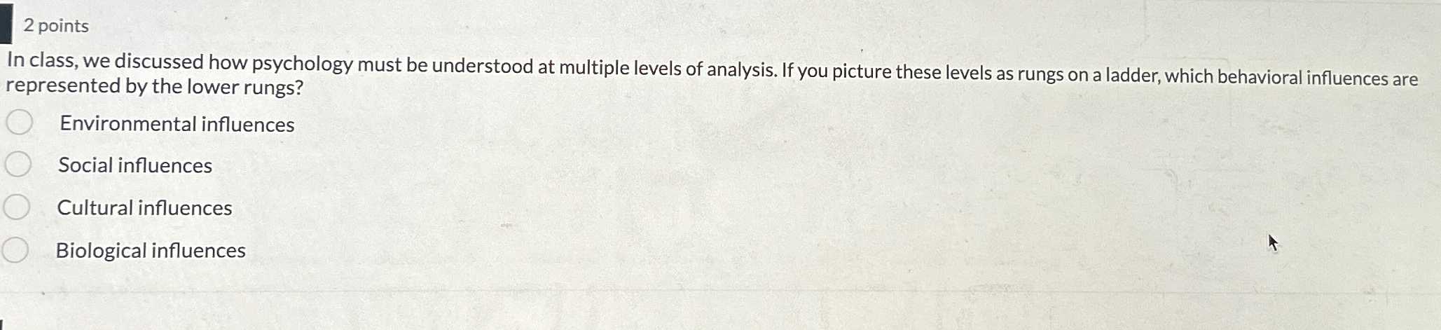 Solved 2 ﻿pointsIn class, we discussed how psychology must | Chegg.com