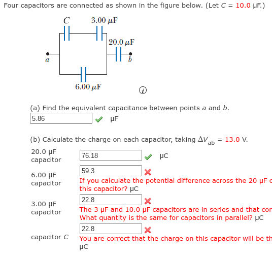 Solved Four capacitors are connected as shown in the figure | Chegg.com
