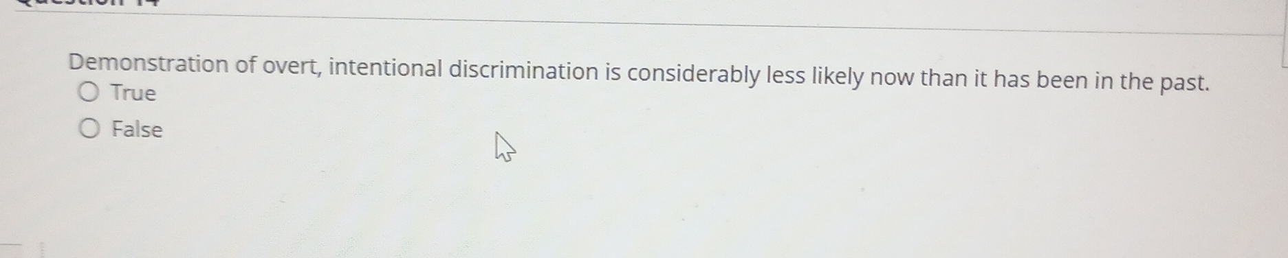 Solved Demonstration of overt, intentional discrimination is | Chegg.com