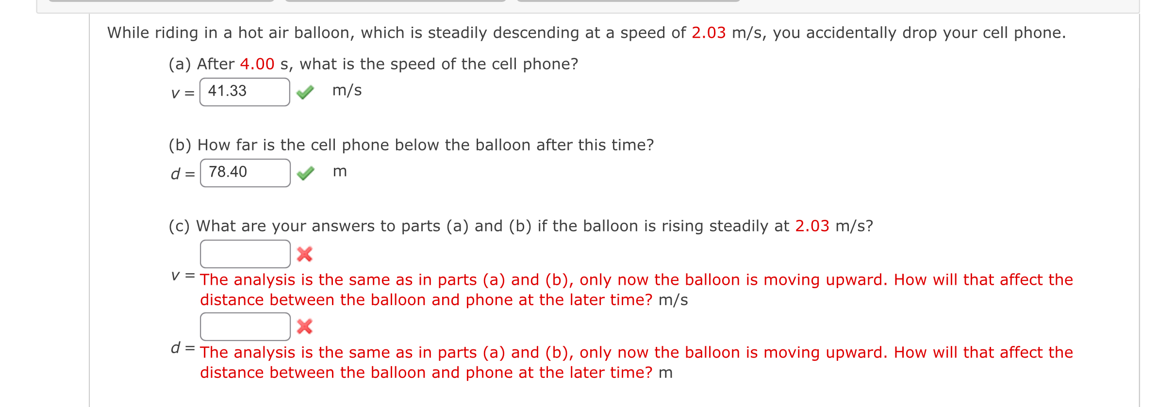 Solved While riding in a hot air balloon, which is steadily | Chegg.com