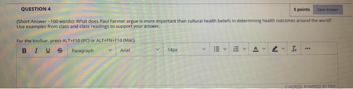 Solved Save Awe QUESTION 4 5 points (Short Answer -100 | Chegg.com
