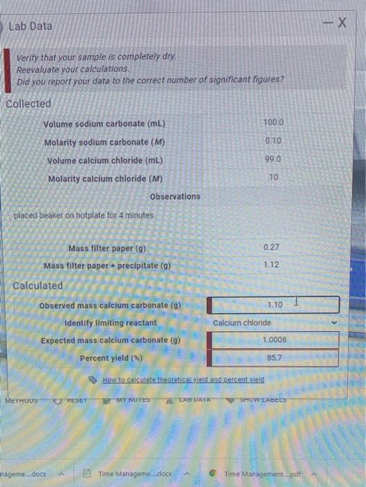 Solved Lab Data Х Verify that your sample is completely dry. | Chegg.com