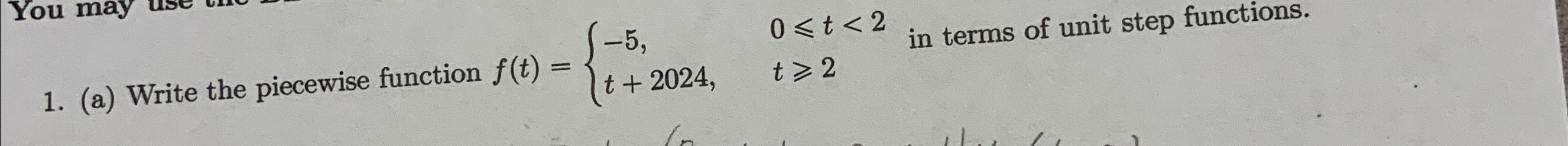 Solved (a) ﻿Write the piecewise function | Chegg.com
