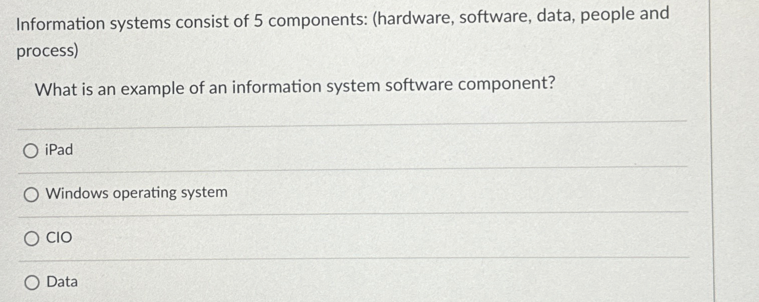Solved Information Systems Consist Of 5 ﻿components