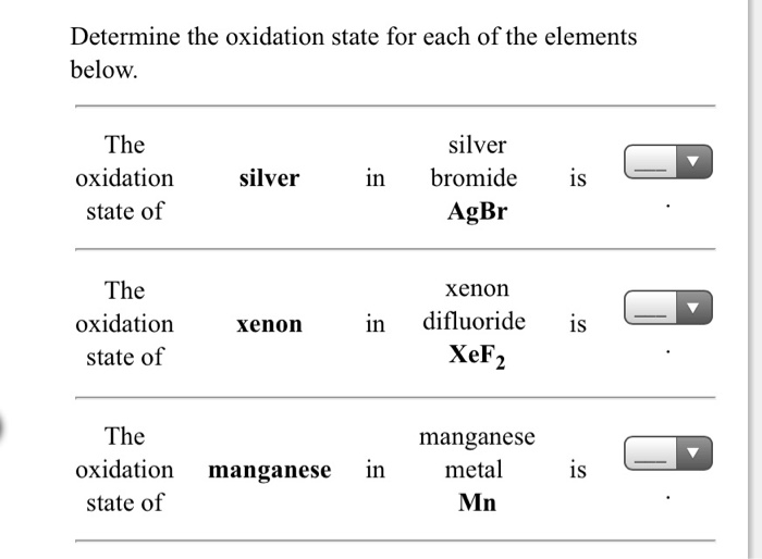Solved Determine The Oxidation State For Each Of The