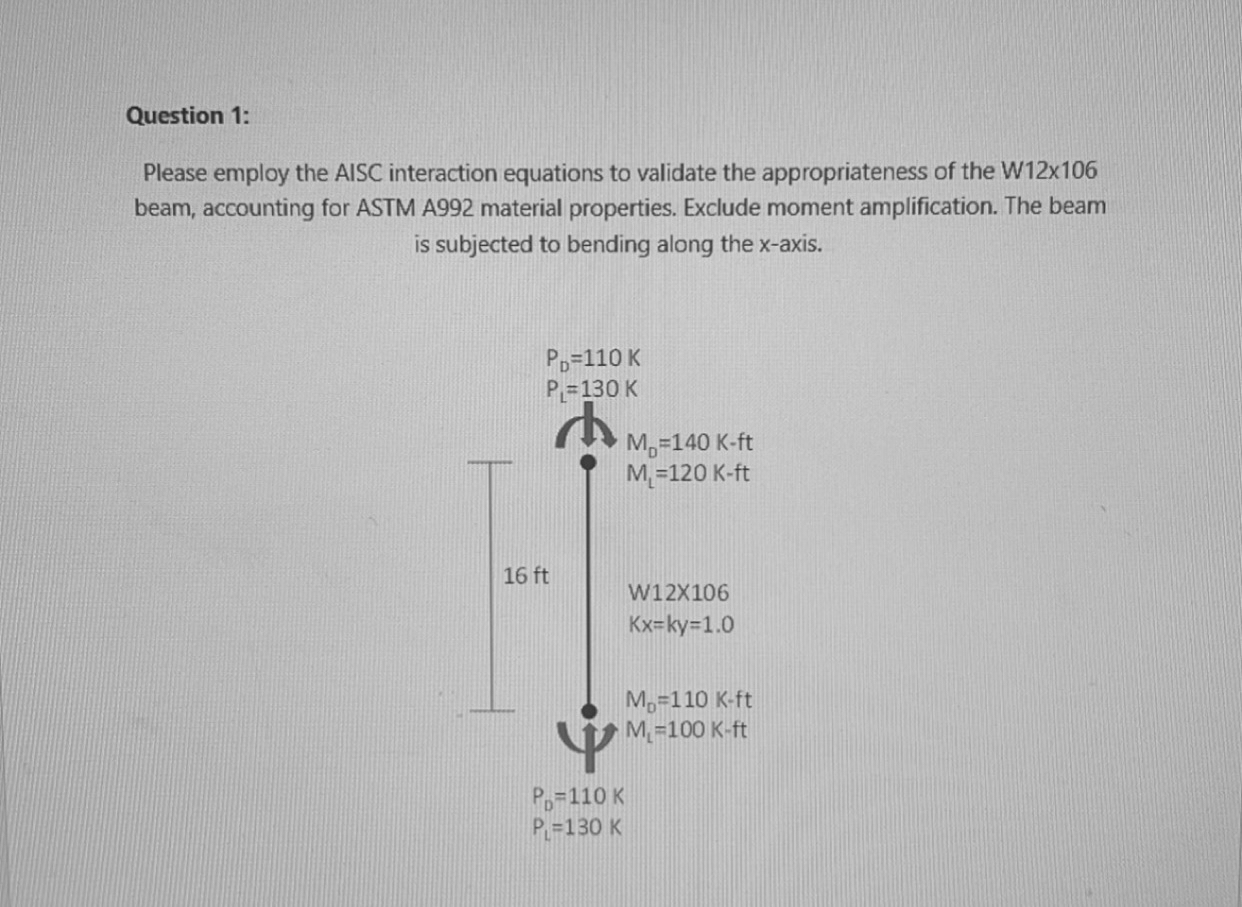 Question 1 Please Employ The Aisc Interaction