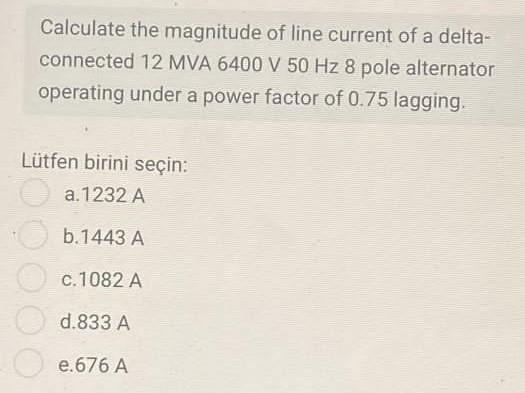 Solved Calculate the magnitude of line current of a | Chegg.com