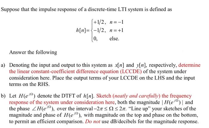 Solved Suppose that the impulse response of a discrete-time | Chegg.com