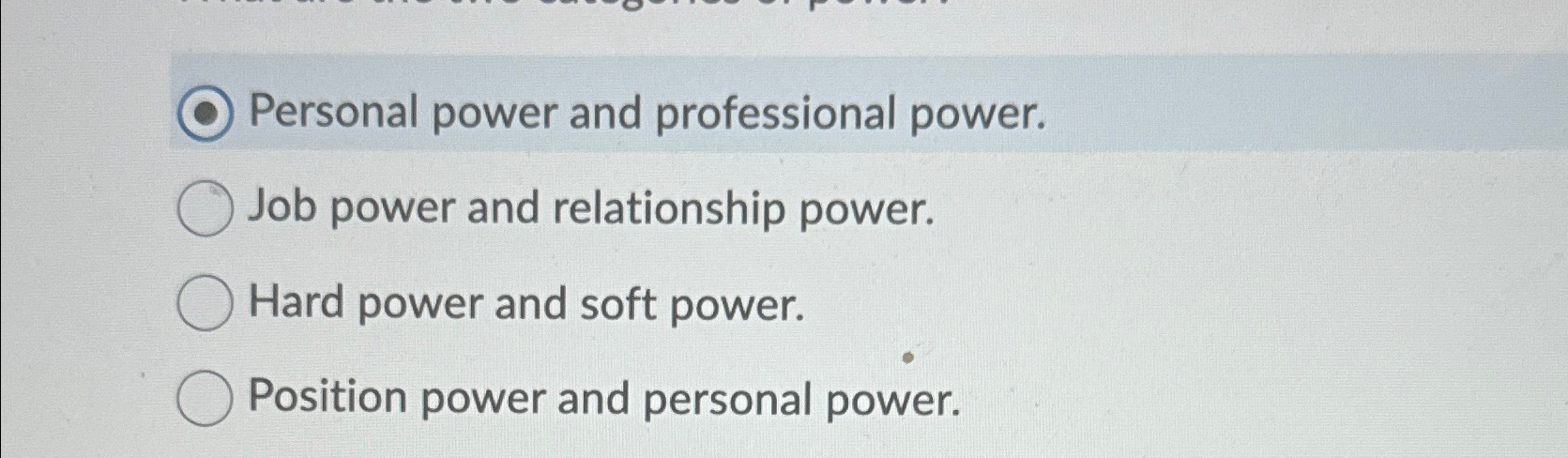 Solved Personal power and professional power.Job power and | Chegg.com