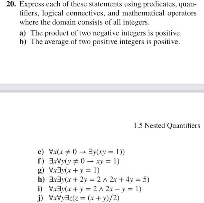 Solved 20. Express each of these statements using | Chegg.com