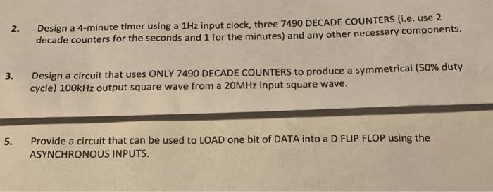 Solved 2. Design a 4-minute timer using a 1Hz input clock, | Chegg.com