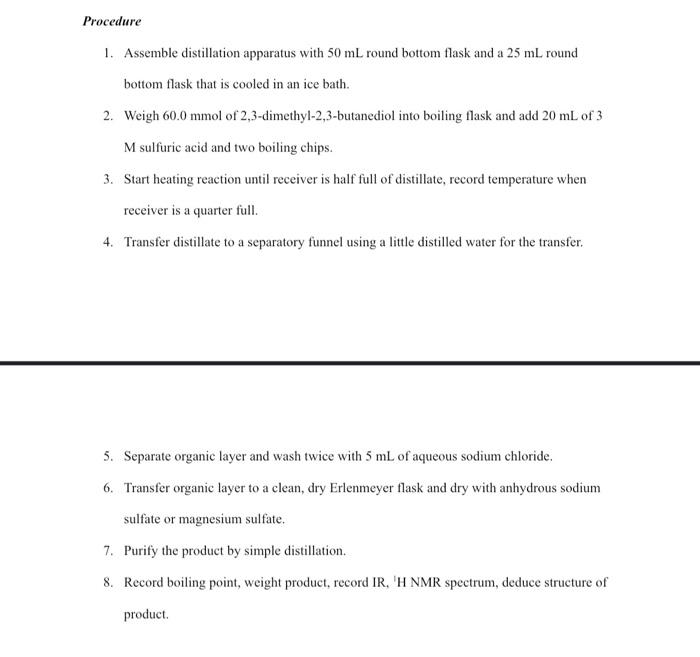 Solved Procedure 1. Assemble distillation apparatus with 50 | Chegg.com