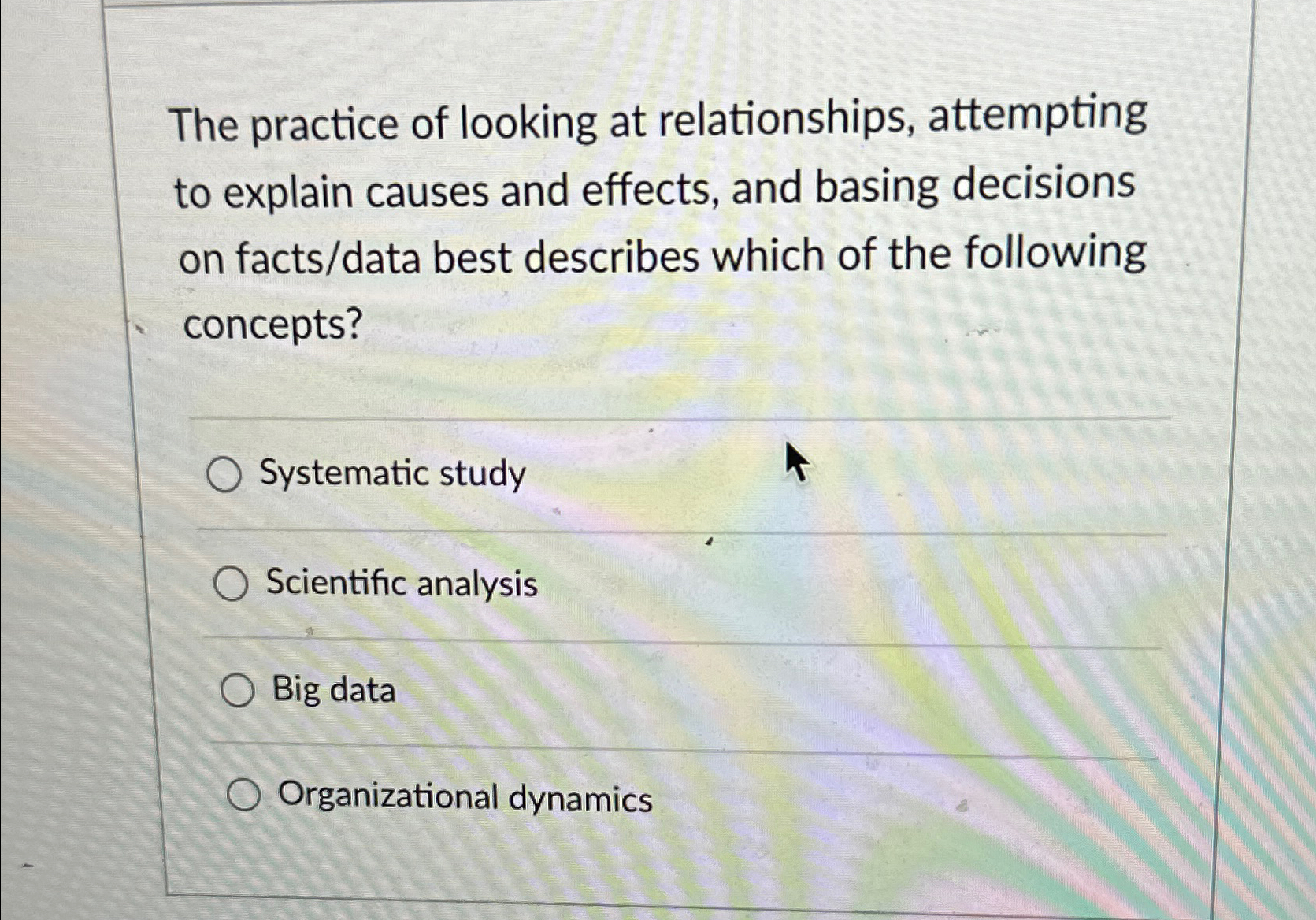 Solved The practice of looking at relationships, attempting | Chegg.com