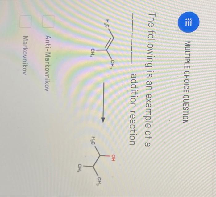 Solved MULTIPLE CHOICE QUESTION The following is an example | Chegg.com