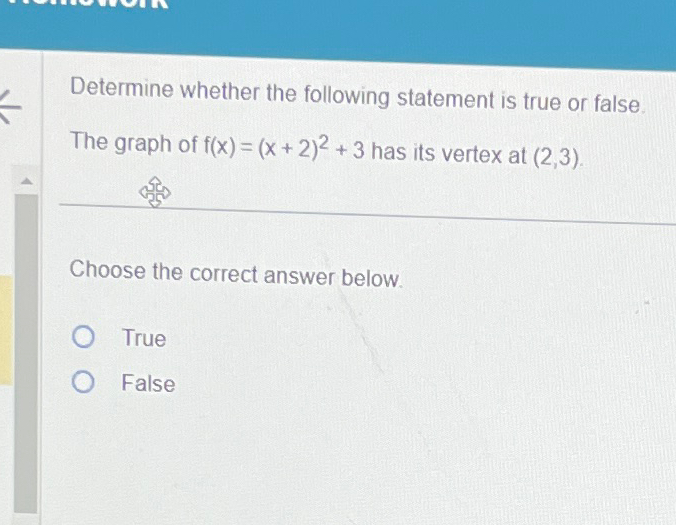Solved Determine whether the following statement is true or | Chegg.com