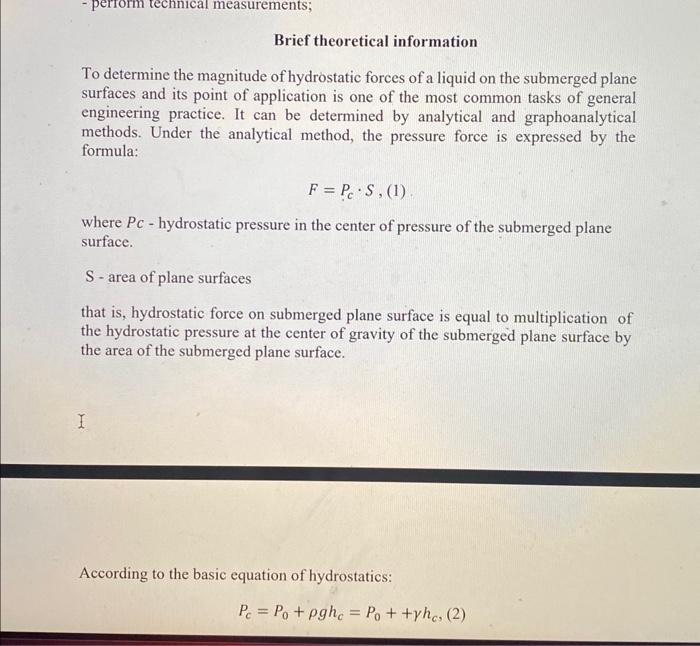 Solved Laboratory work 3 HYDROSTATIC FORCES ON SUBMERGED | Chegg.com