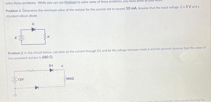 Solved solve these problems. While you can use Multisim to | Chegg.com