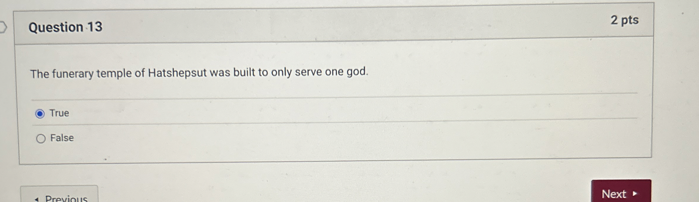 Solved Question 13The funerary temple of Hatshepsut was | Chegg.com