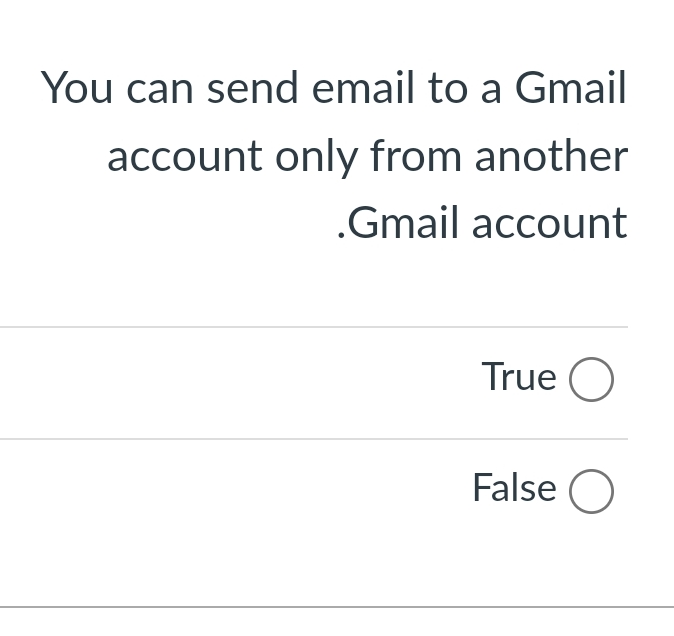 Solved You can send email to a Gmail account only from | Chegg.com