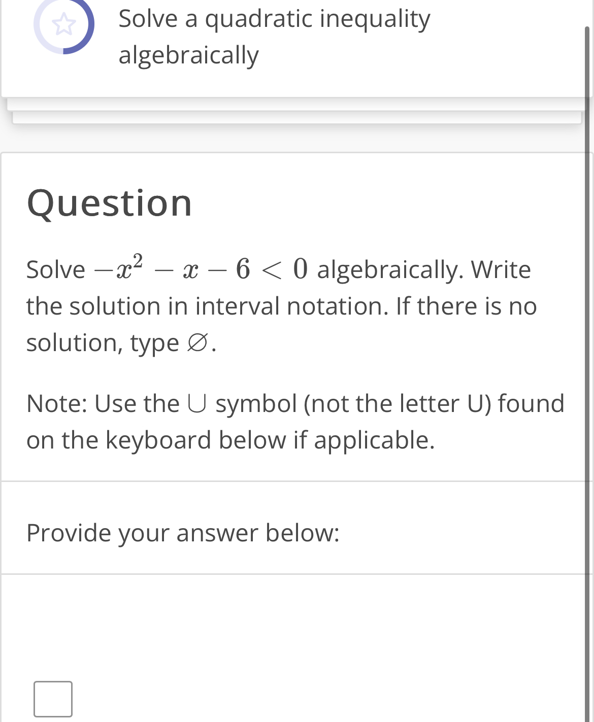 Solved Solve a quadratic inequality | Chegg.com